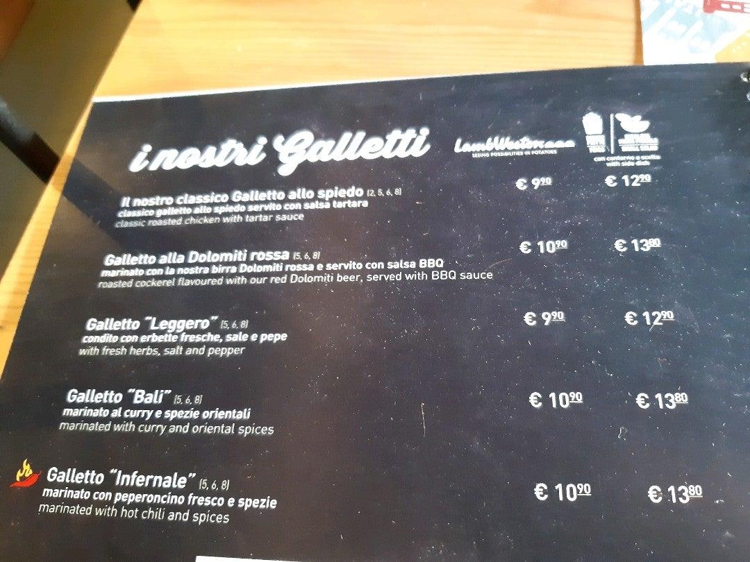 Menu da La Stube Del Galletto Ristorante Birreria, Trento