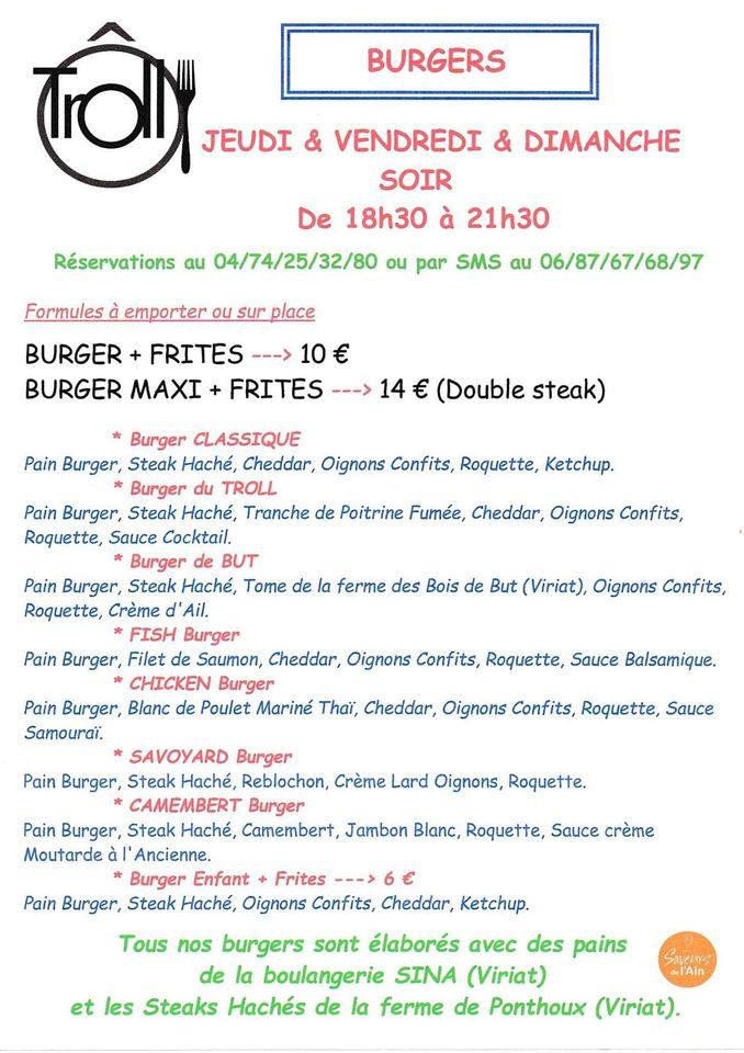 Menu au O Troll pub et bar, Viriat