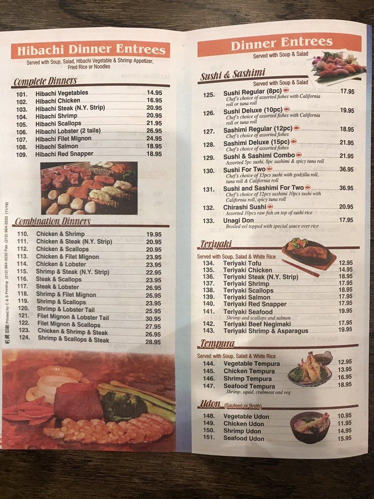 Menu at Raku Hibachi & Sushi restaurant, Parkesburg