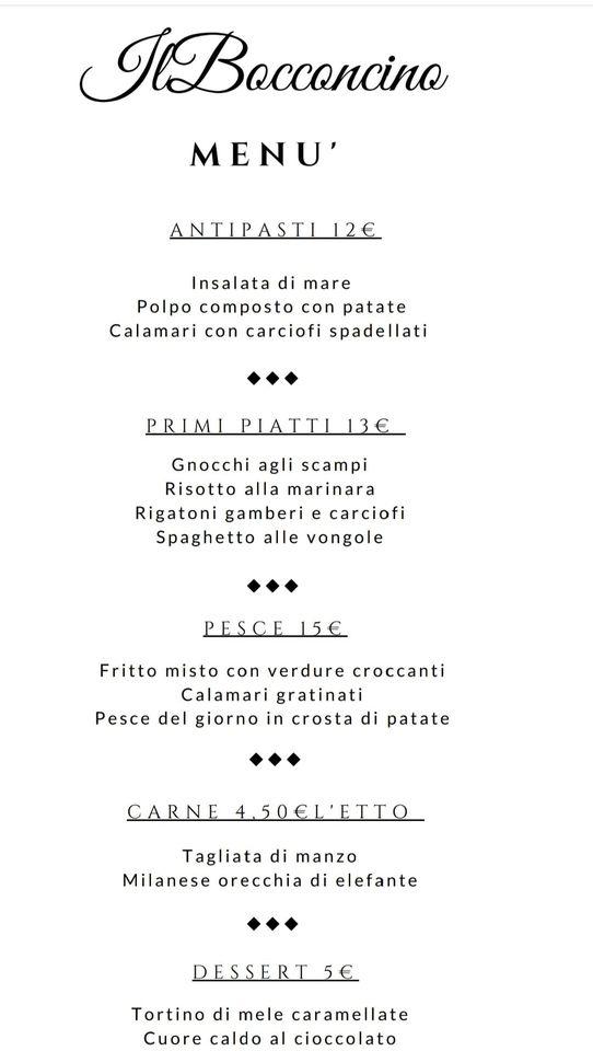 Menu at Ristorante Pizzeria Il Bocconcino, Massa