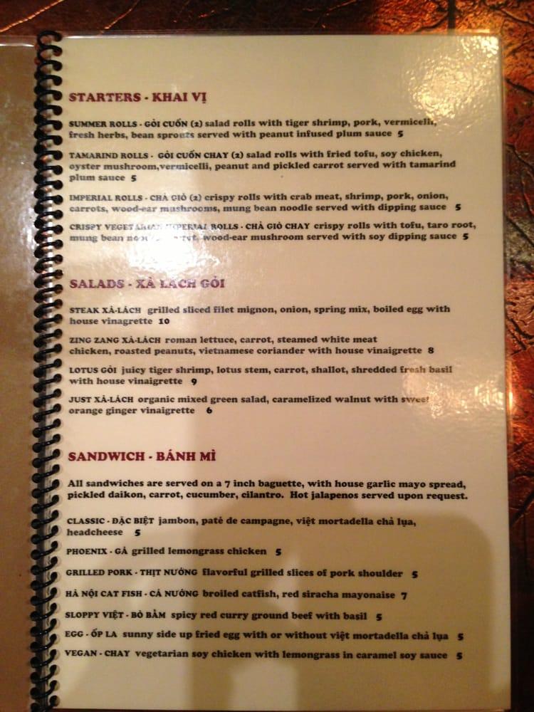 Menu at Caphe Banh Mi restaurant, Alexandria