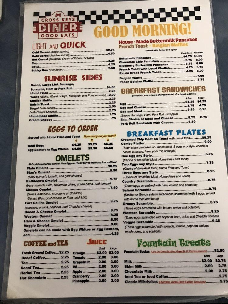 Menu at Cross Keys Diner restaurant, Doylestown