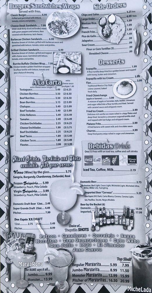 Menu at EL BURRO FLOJO MEXICAN RESTAURANT, Knoxville