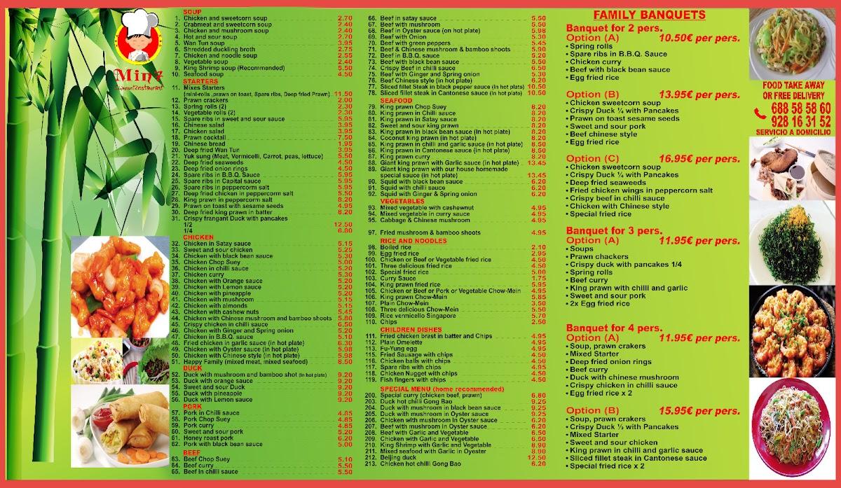 Menu at Min 7 Chinese Restaurant, Castillo Caleta de Fuste
