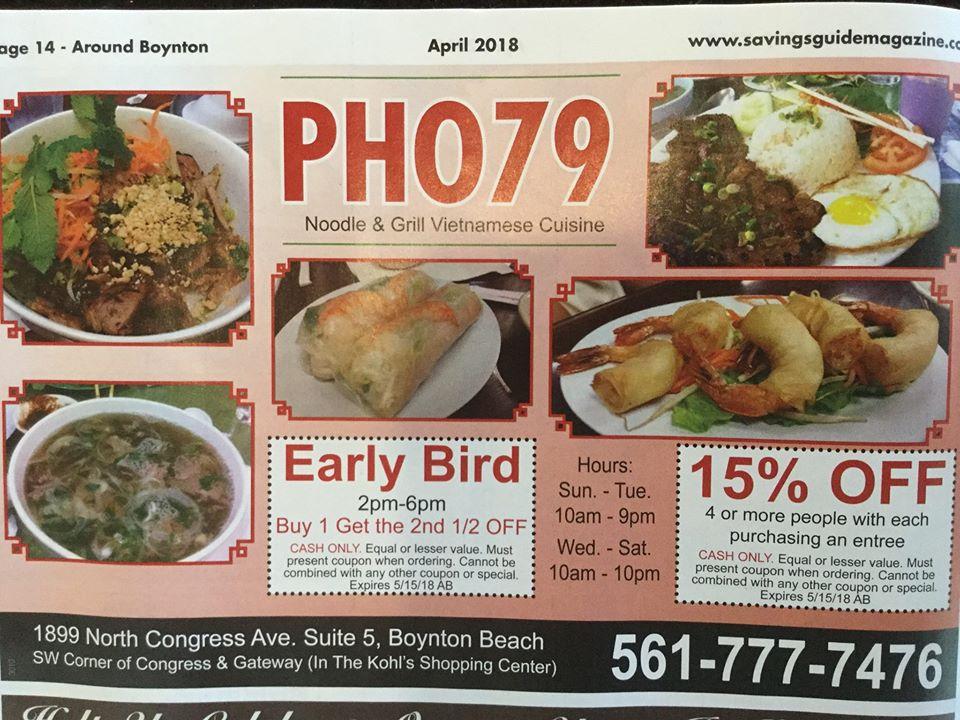 Menu at Pho 79 IV restaurant, Boynton Beach