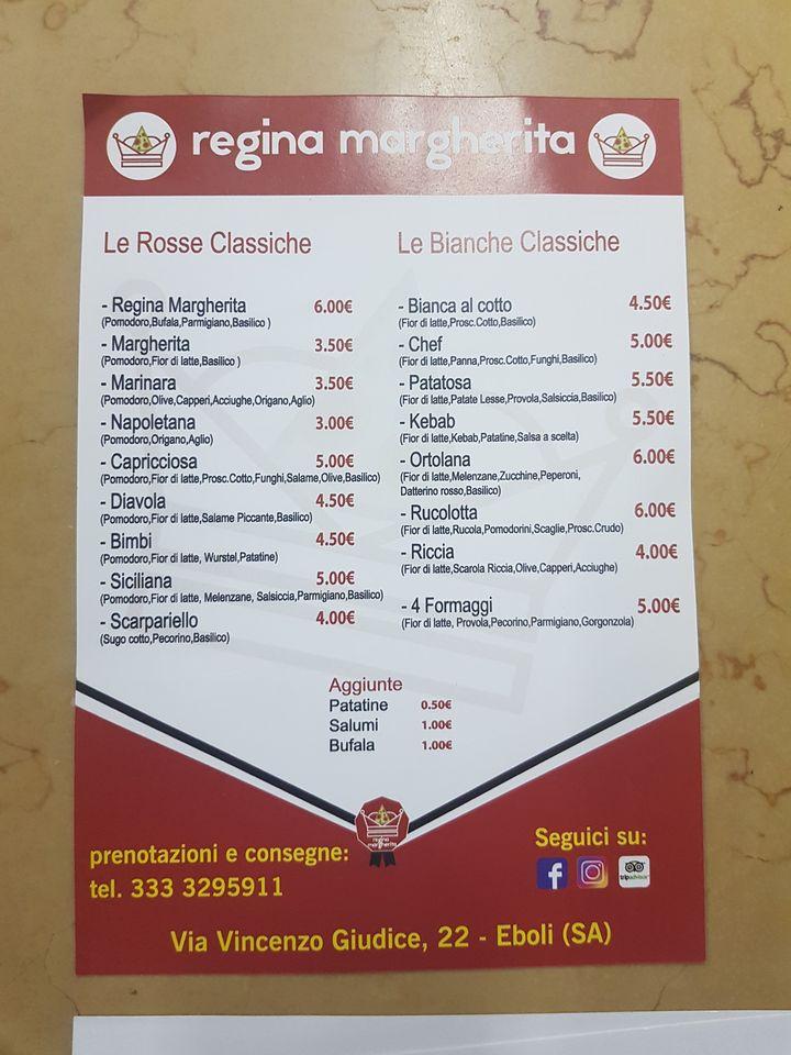 Menu at Pizzeria Regina Margherita 2.0, Eboli