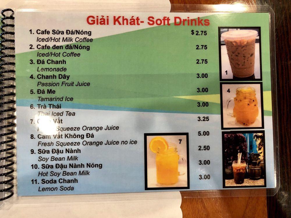 Menu at Soc Trang restaurant, Westminster