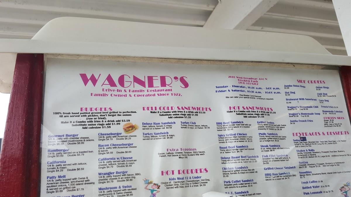 Menu at Wagner's Drive-In desserts, Brooklyn Park, W Broadway