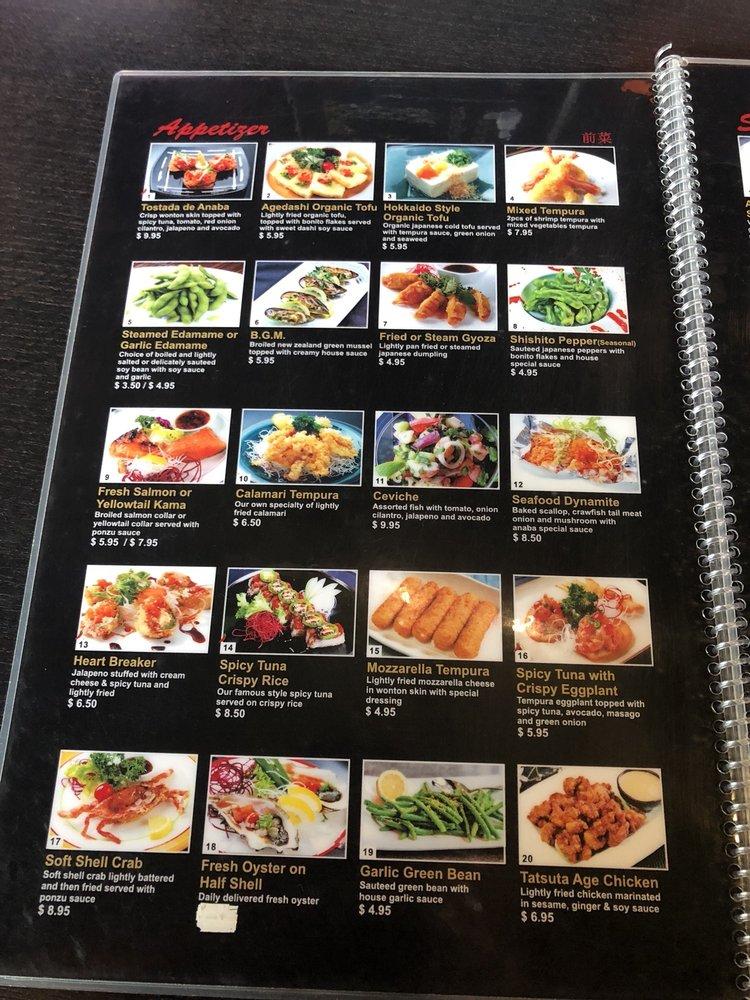 Menu at Anaba Sushi restaurant, Glendora