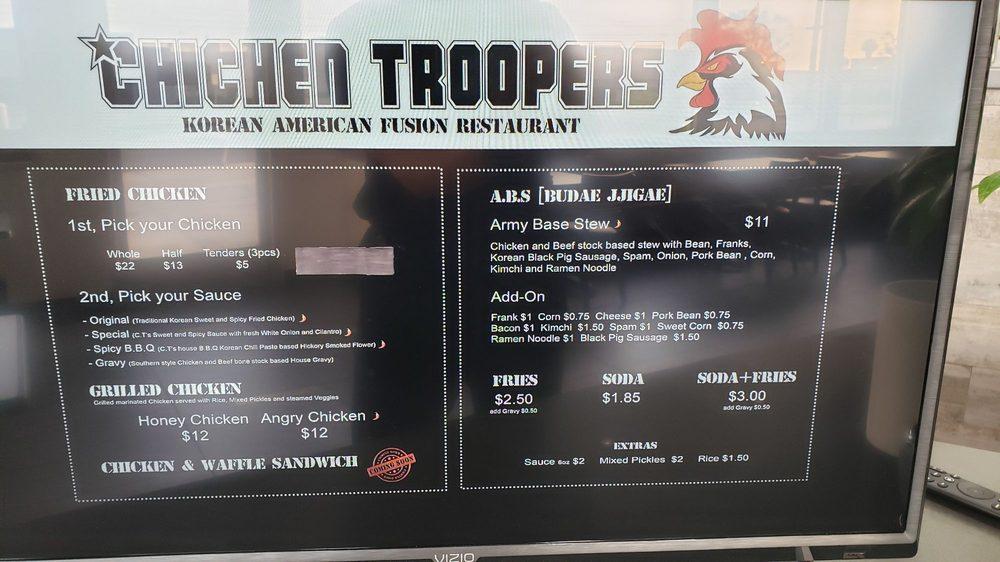 Menu at Chicken Troopers restaurant, Norwalk