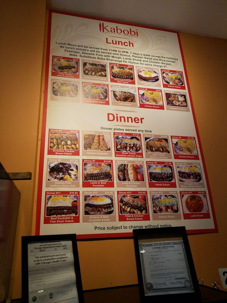 Menu at Kabobi - Persian and Mediterranean Grill restaurant, Chicago