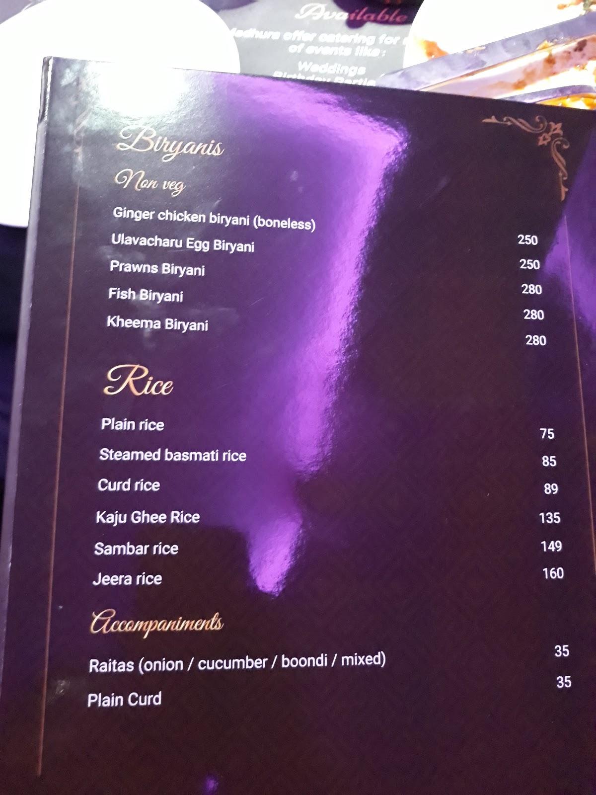 Menu at Madhura Multicuisine Restaurant In JangareddyGudem Best Indian ...