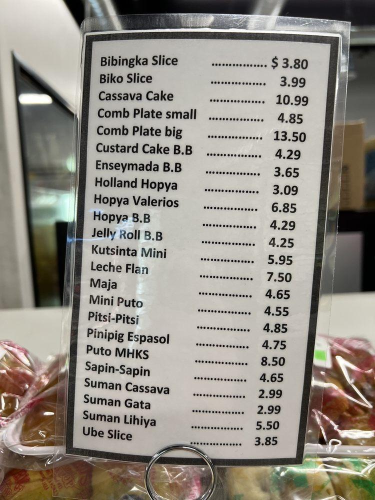 Menu at Manila Hong Kong restaurant, Sparks