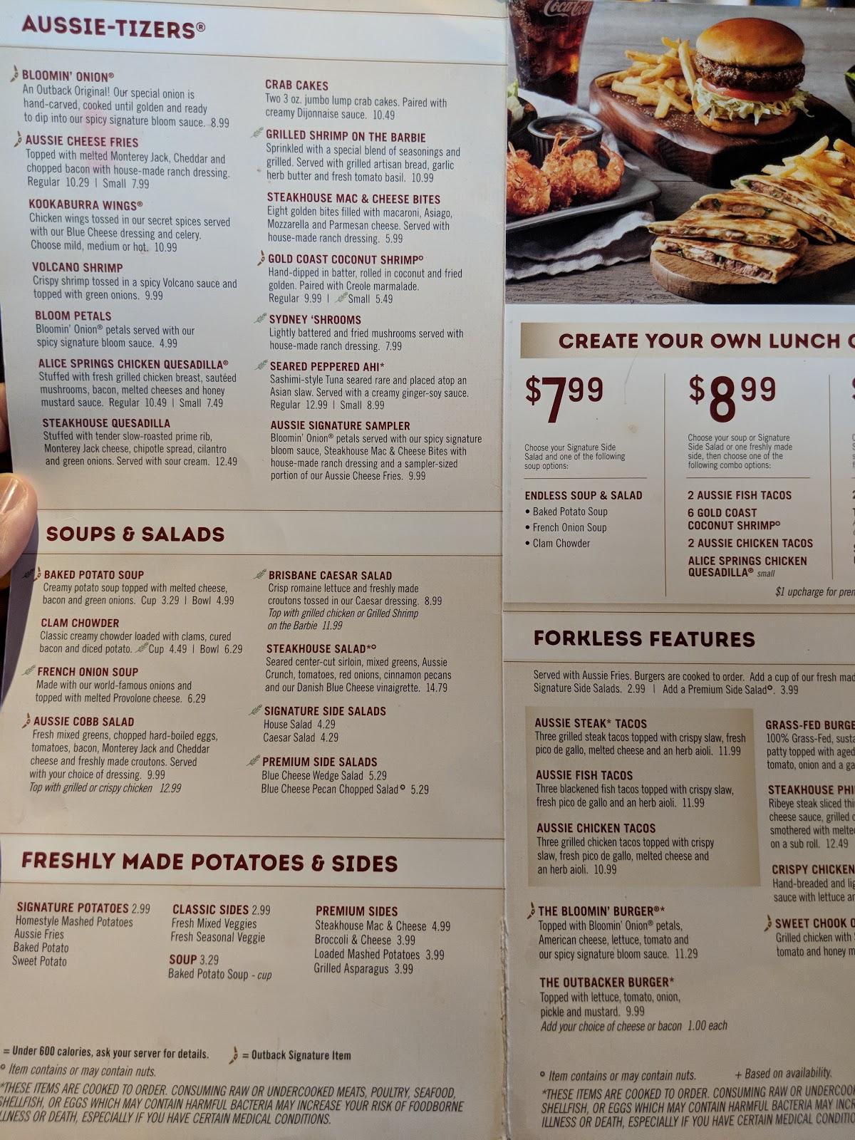 Menu at Outback Steakhouse, Colonial Heights