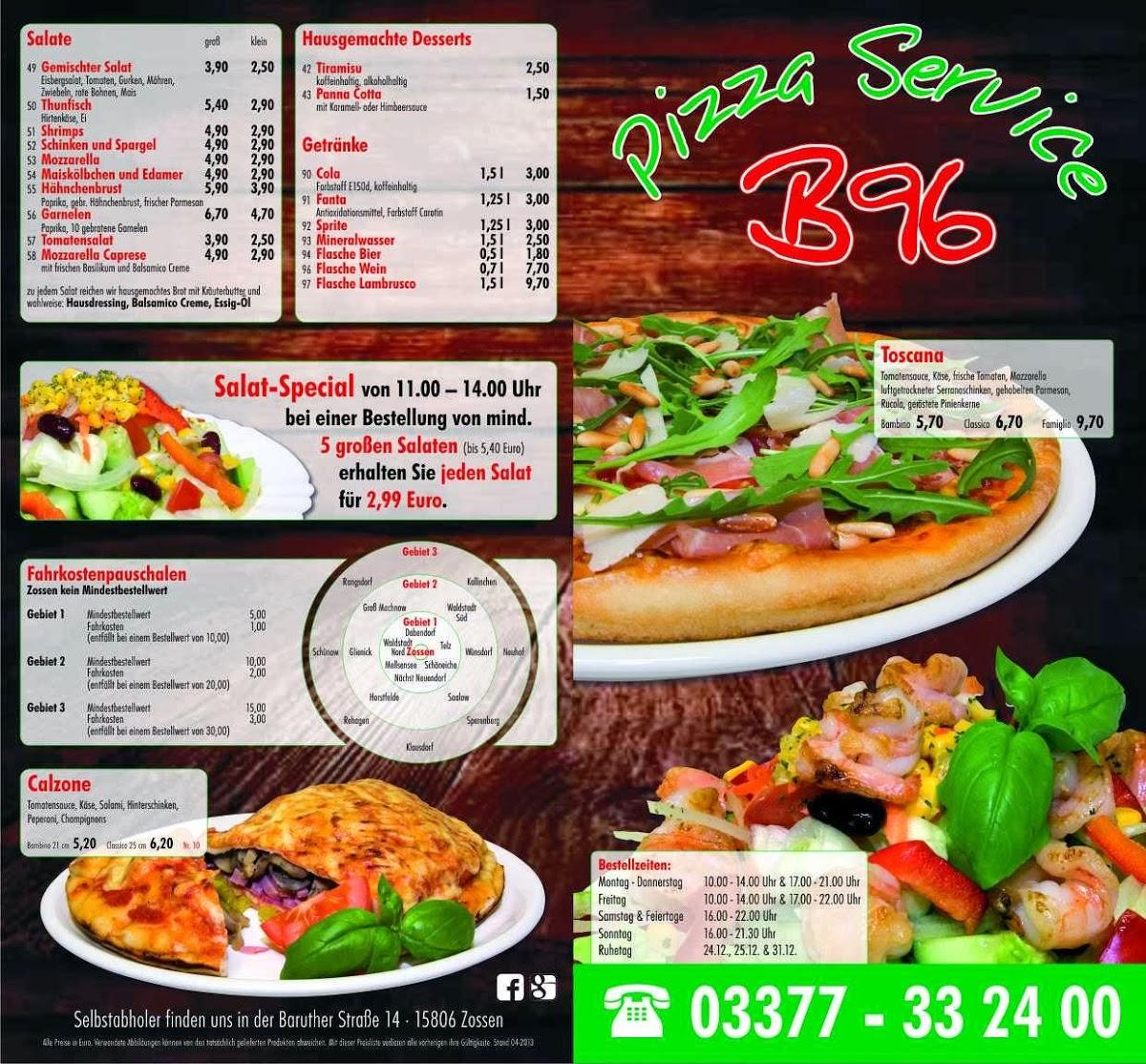 Speisekarte von Pizza Service B 96, Zossen