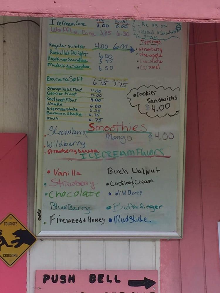 Menu at Rochelles Ice Cream Stop, Anchorage