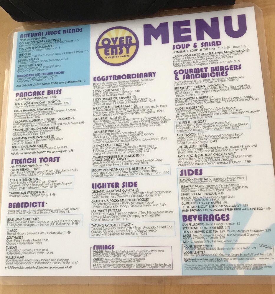 Menu at Urban Egg a daytime eatery restaurant, Colorado Springs, 28B S ...