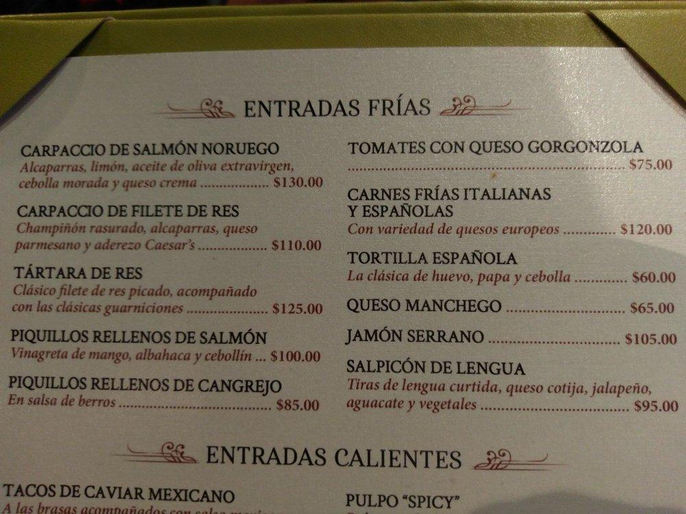 Menu at Caesar's pub & bar, Tijuana, Av. Revolución 8190