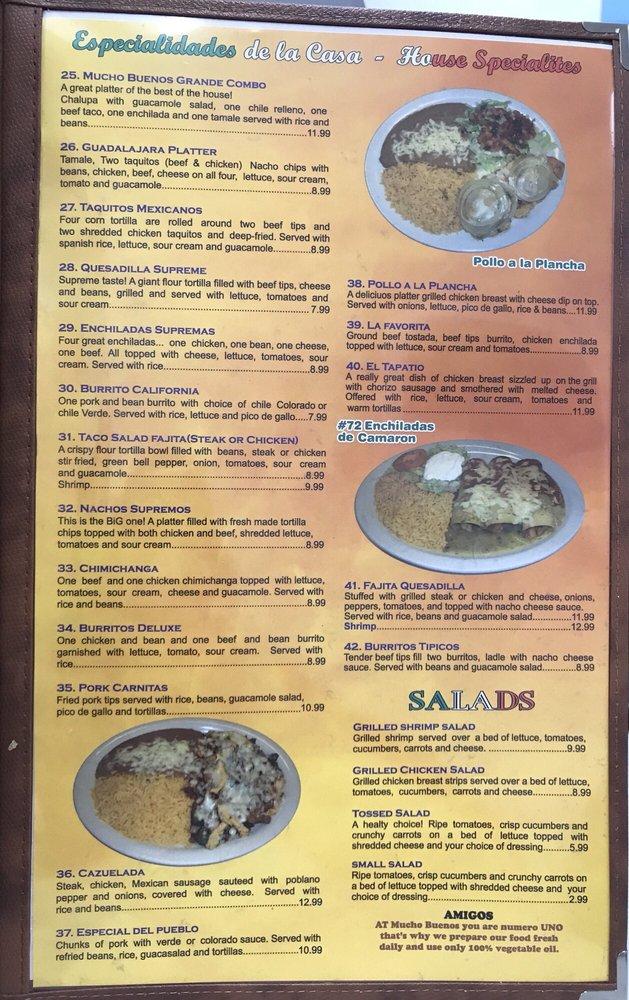 Menu at Mucho Buenos restaurant, Brunswick