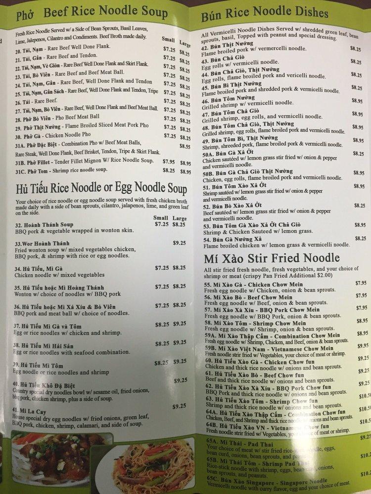 Menu at Pho Country restaurant, Carson City