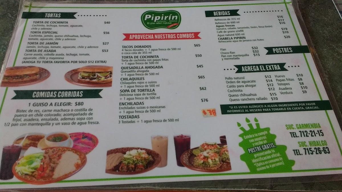 Carta del restaurante El pipirin, Culiacán Rosales, Calle Miguel ...
