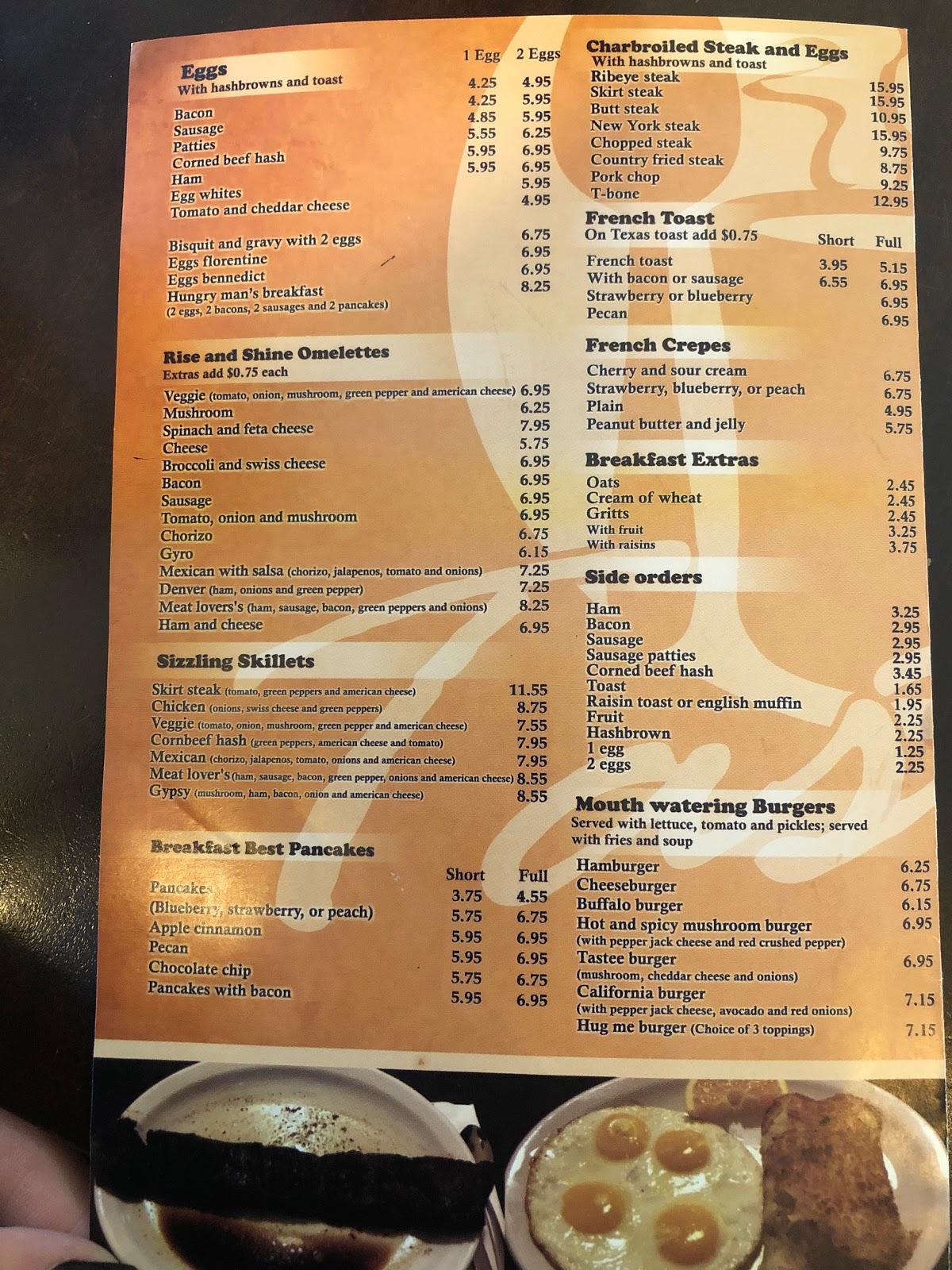 Menu at Tastee Corner Cafe, Berwyn
