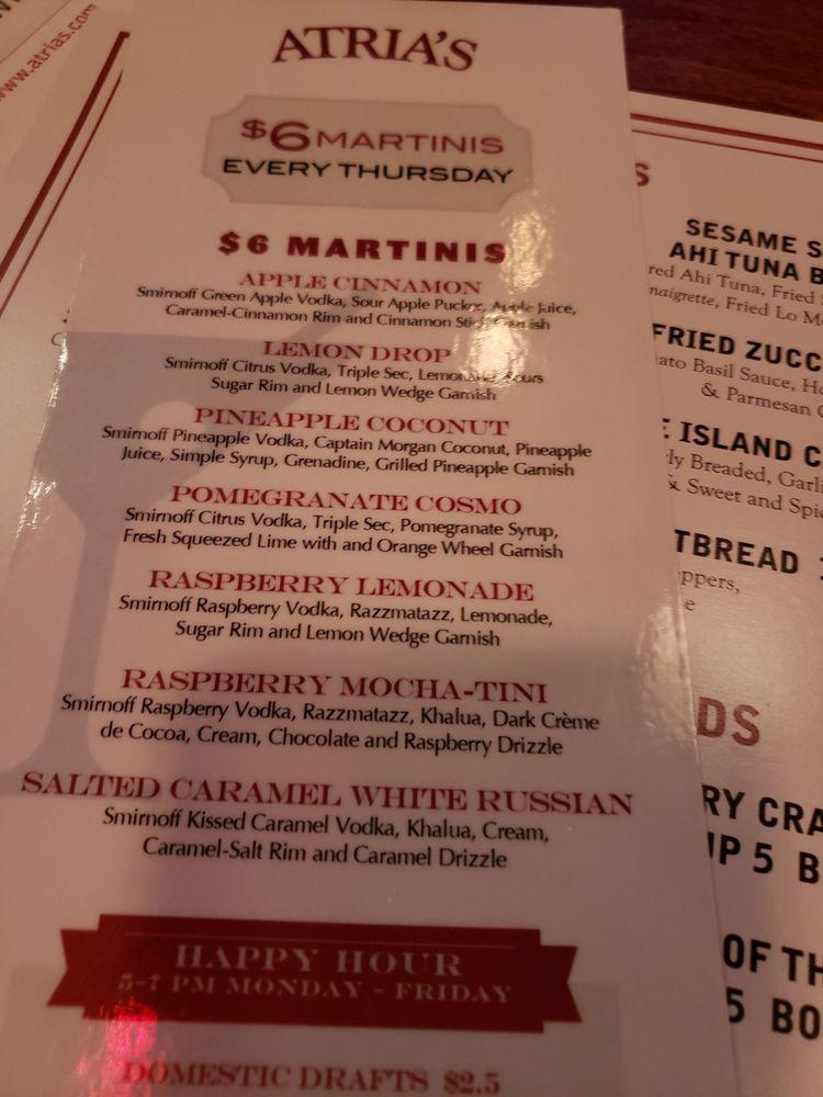Menu at Atria's Restaurant - Peters Township, McMurray, Washington Rd