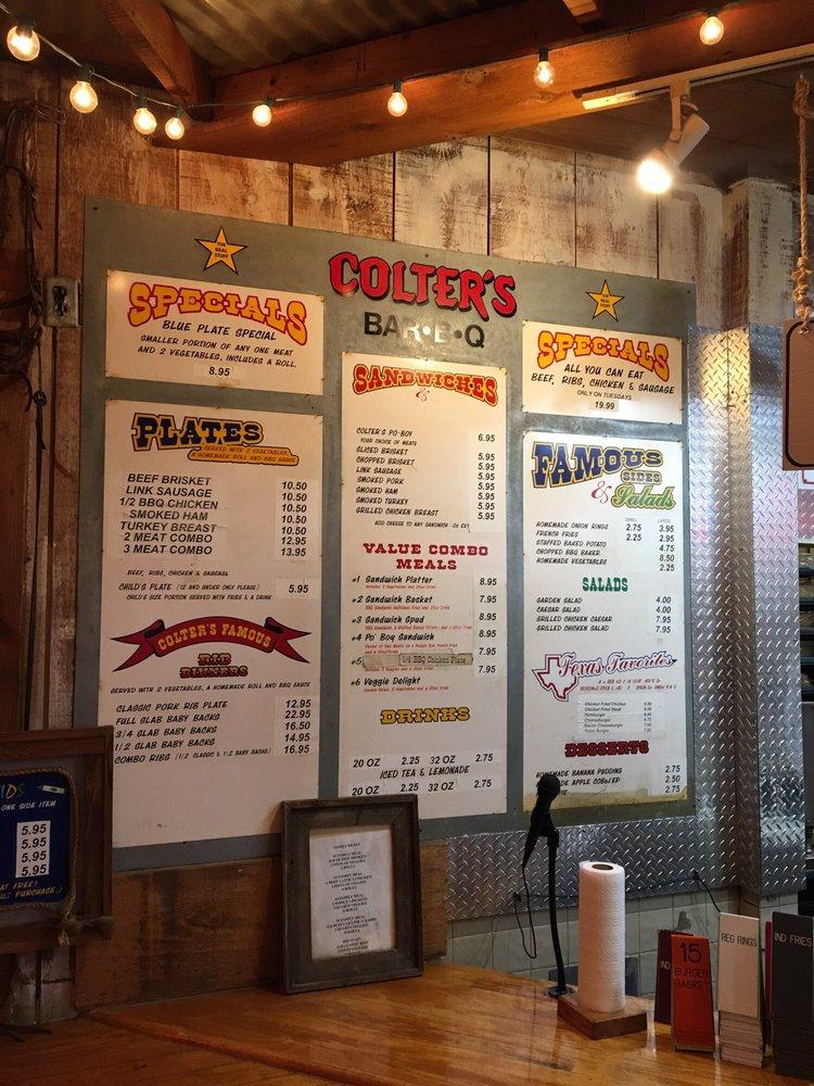 Menu at Colters Bar B Que, Dallas