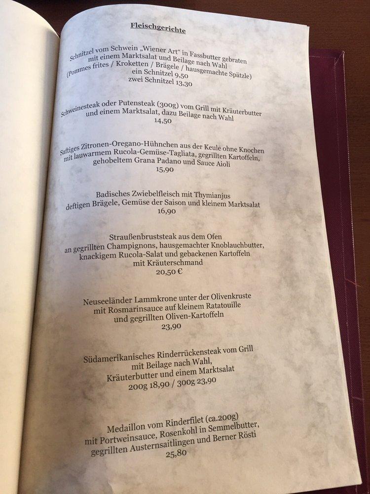 Speisekarte von Hotel/Restaurant Der Kaiser, FREIBURG IM BREISGAU