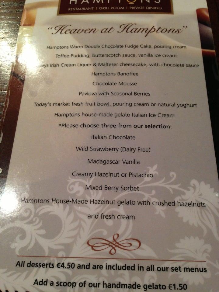 Menu at Hamptons Grill BBQ, Limerick