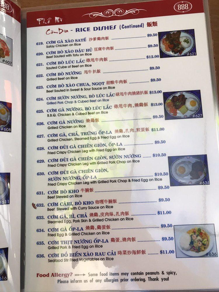 Menu at Pho Mi 888 Restaurant, London