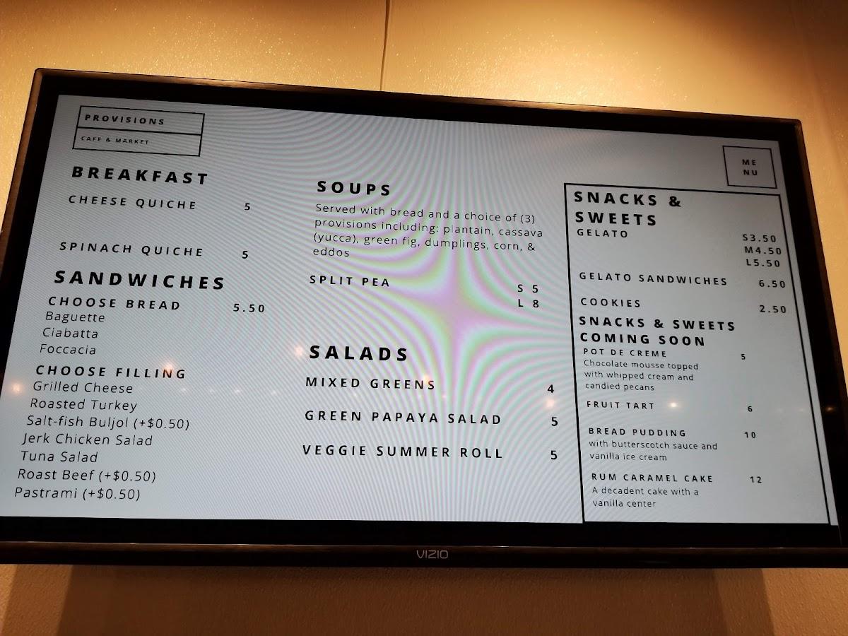 Menu at Provisions Cafe & Market, Germantown
