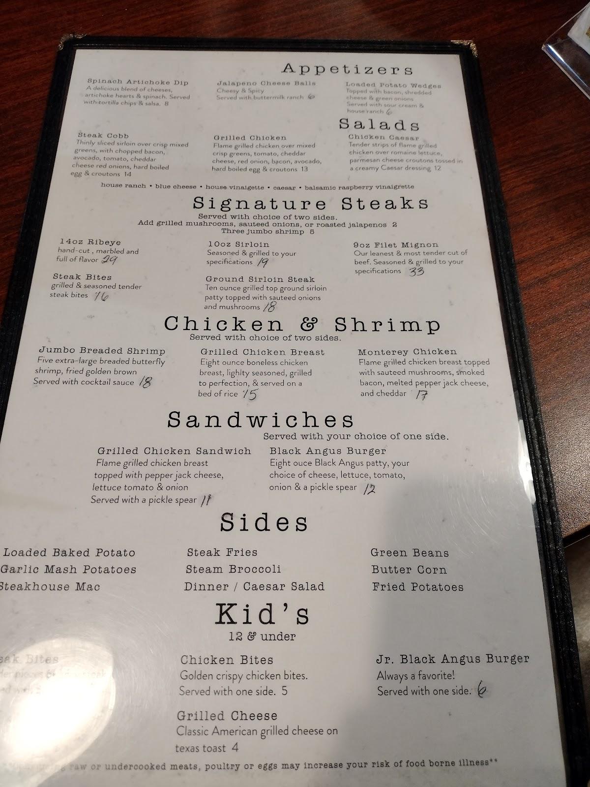 Menu at Sunny Side Up Cafe, Cushing