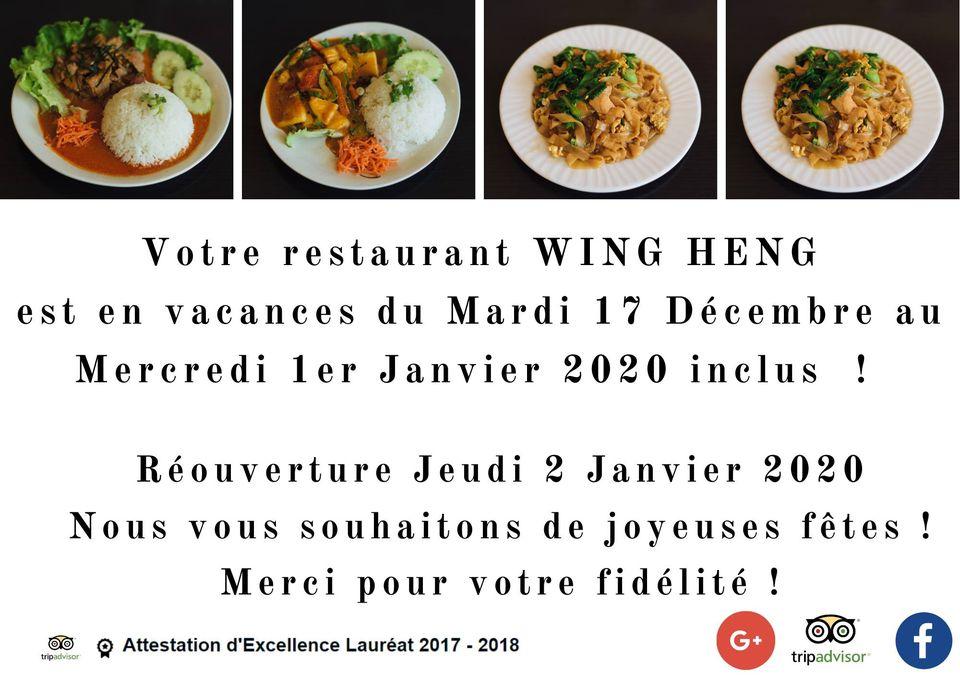 Menu au Wing Heng restaurant, Lognes