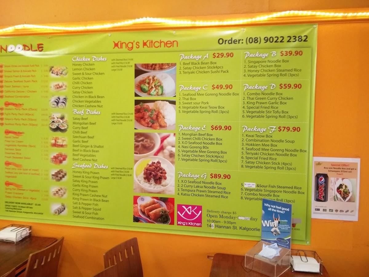 Menu at Xing's Kitchen restaurant, Kalgoorlie