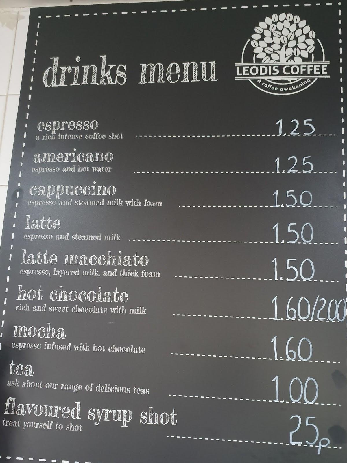Menu at Deja vu diner cafe, Leeds