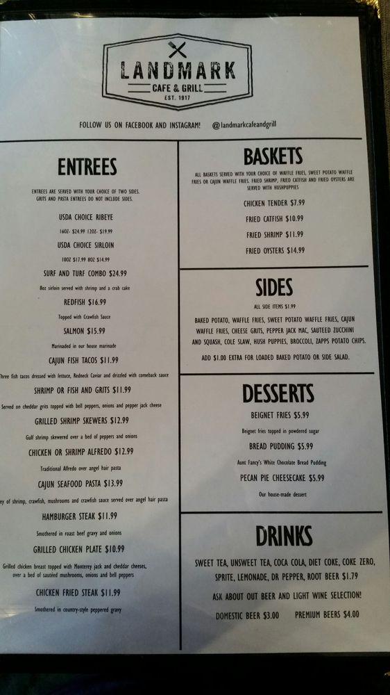Menu at Landmark Café & Grill cafe, Lucedale