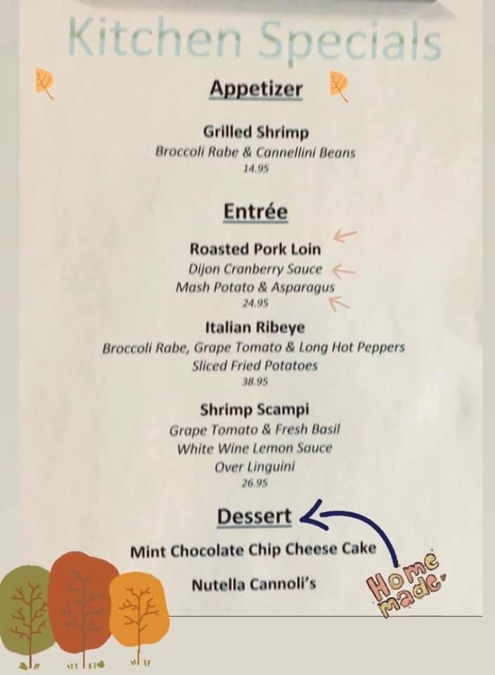 Menu at Nicholas Anthony's Family Kitchen restaurant, West Orange