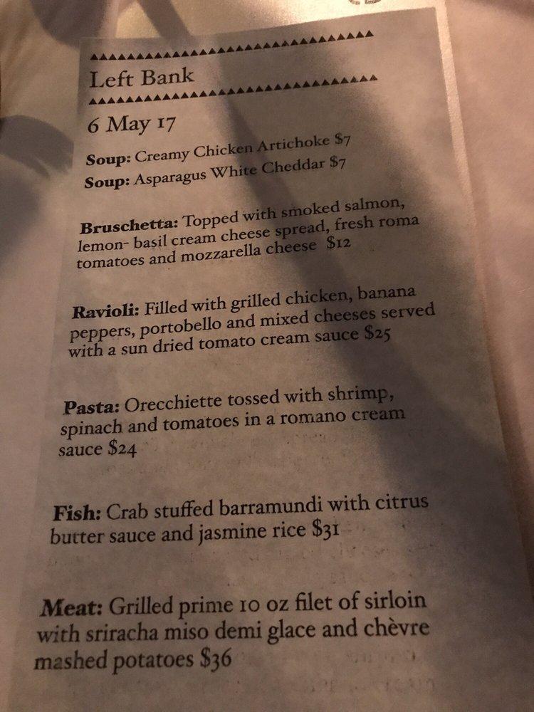 Menu at The Left Bank pub & bar, Buffalo, 511 Rhode Island St