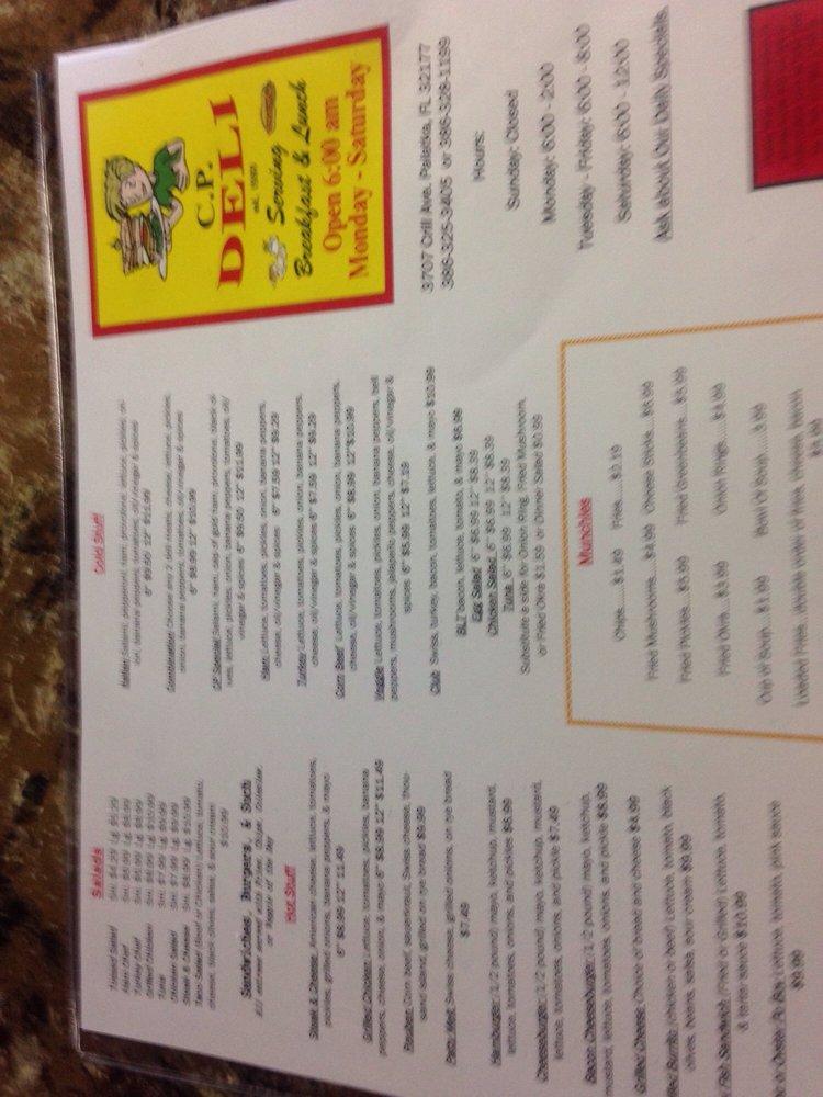 Menu at SC P Deli & Sub Shop restaurant, Palatka
