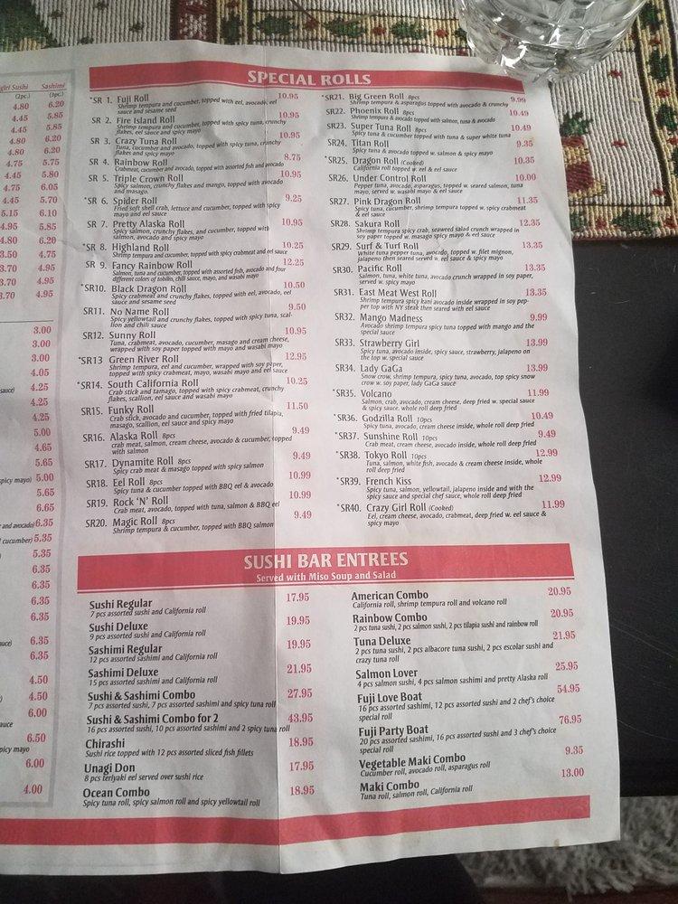 Menu at Fuji Steakhouse, Lewisburg