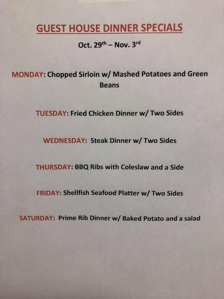 Menu at The Guest House Restaurant, Moundsville