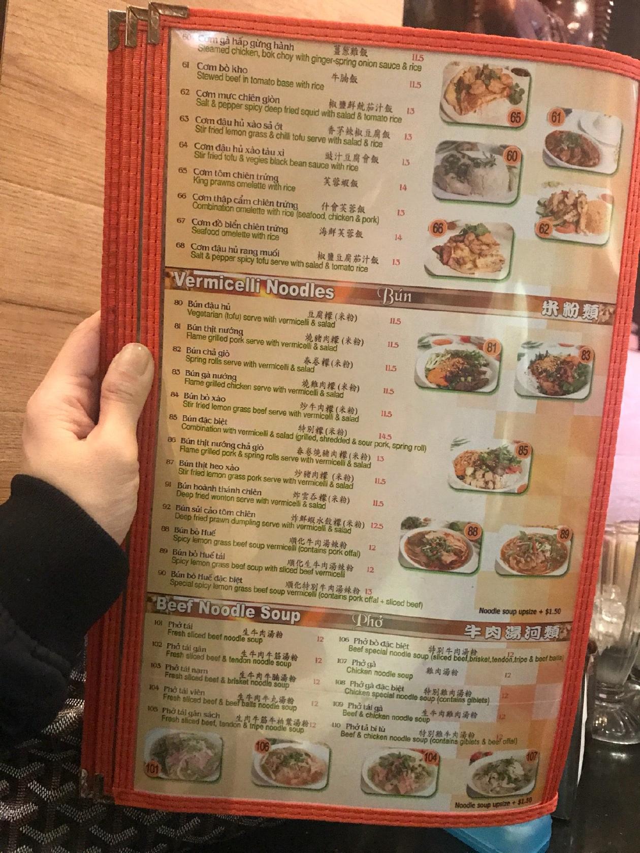Menu at Hoa Tran Restaurant, Springvale