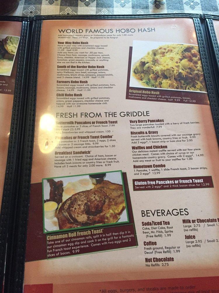 Menu at Hometown Charm Cafe, Sumner
