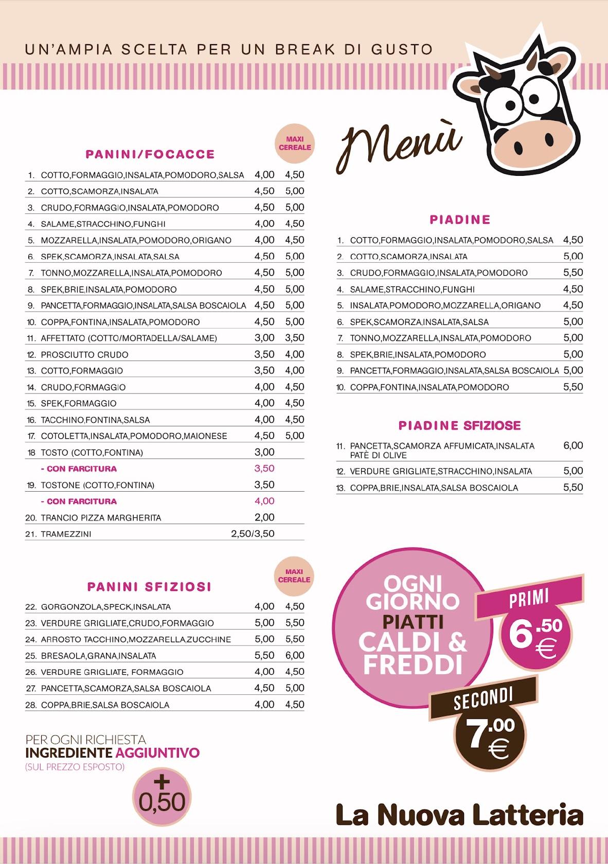 Menu da La Nuova Latteria | Brescia pub & bar, Brescia