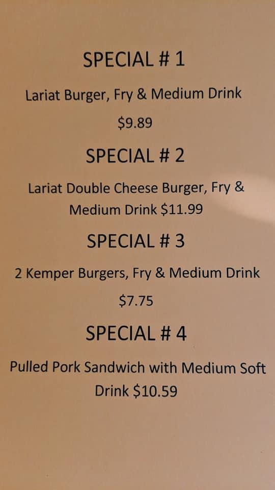 Menu at Lariat Bar-B-Q, Yakima