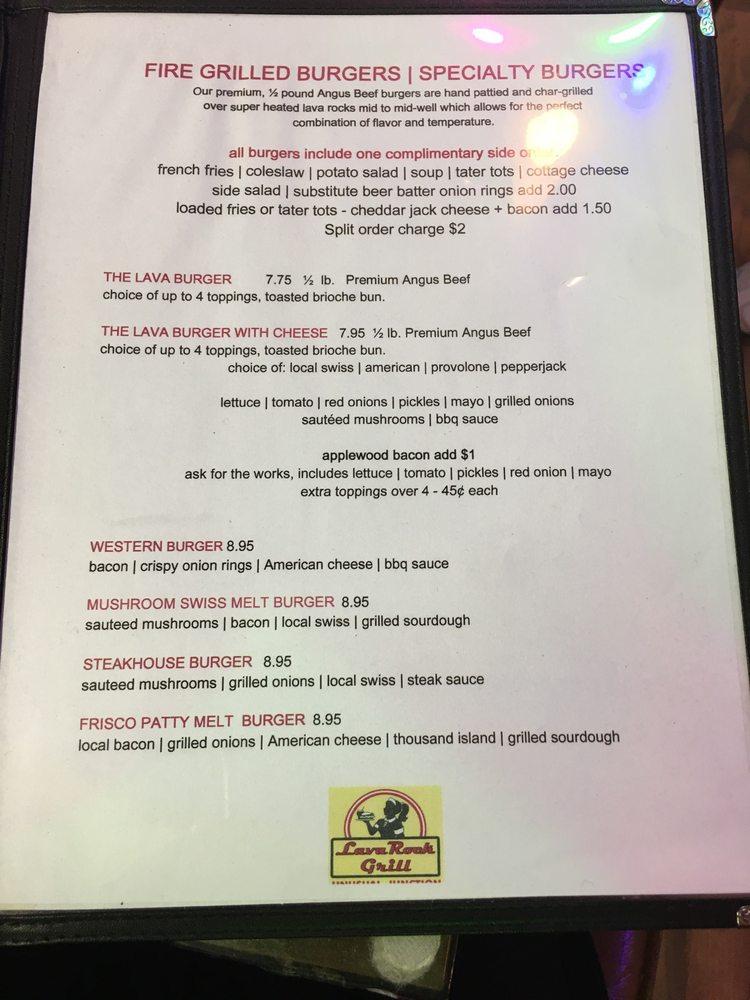 Menu at Lava Rock Grill restaurant, West Lafayette
