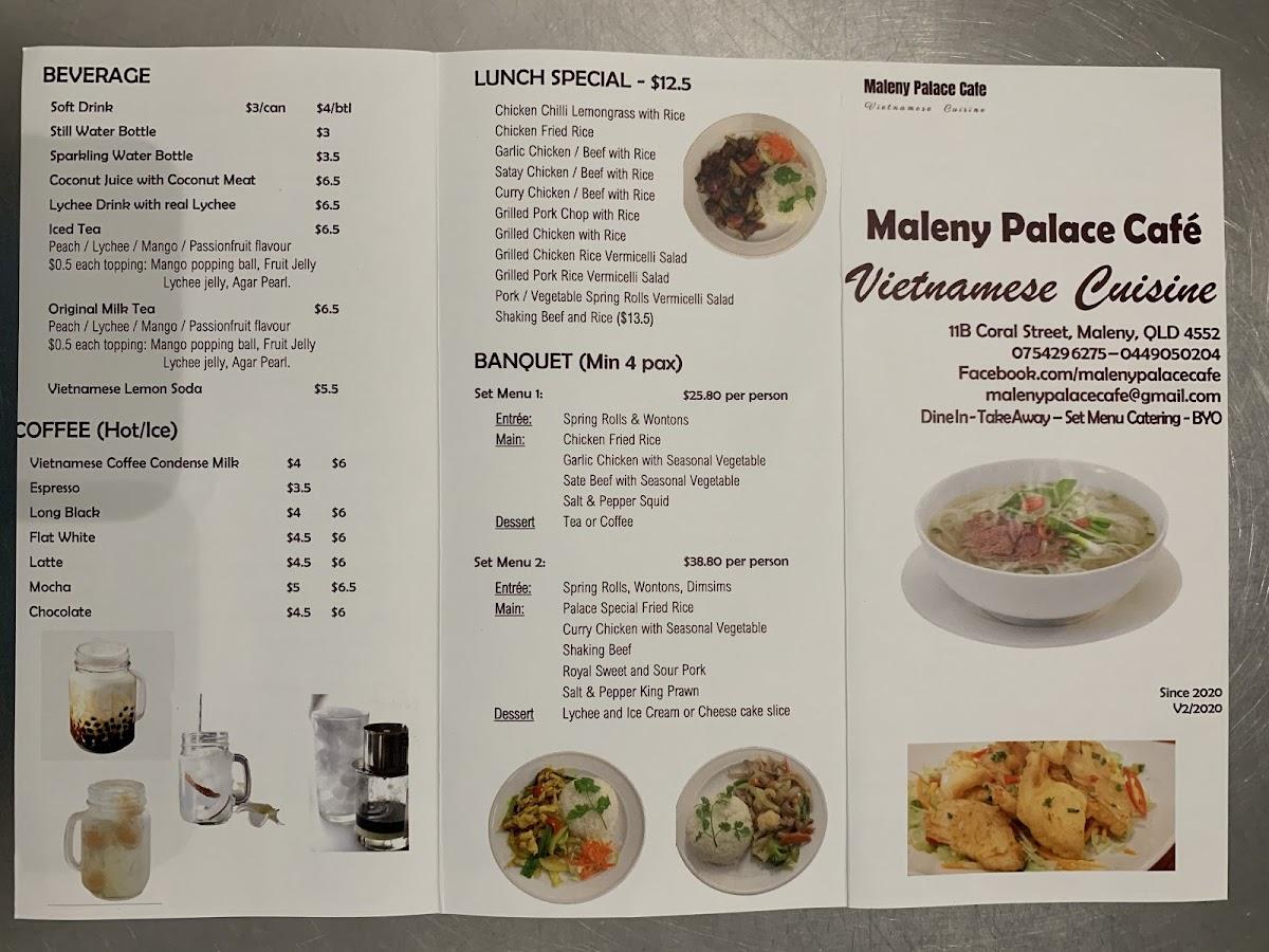 Menu at Maleny Palace Cafe, Maleny