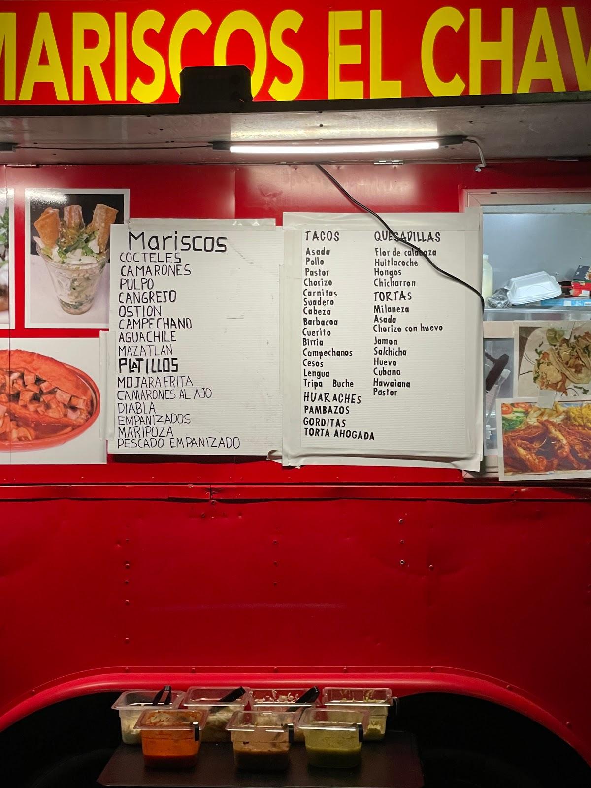 Menu at Tacos Y Mariscos El Chavo restaurant, Raleigh