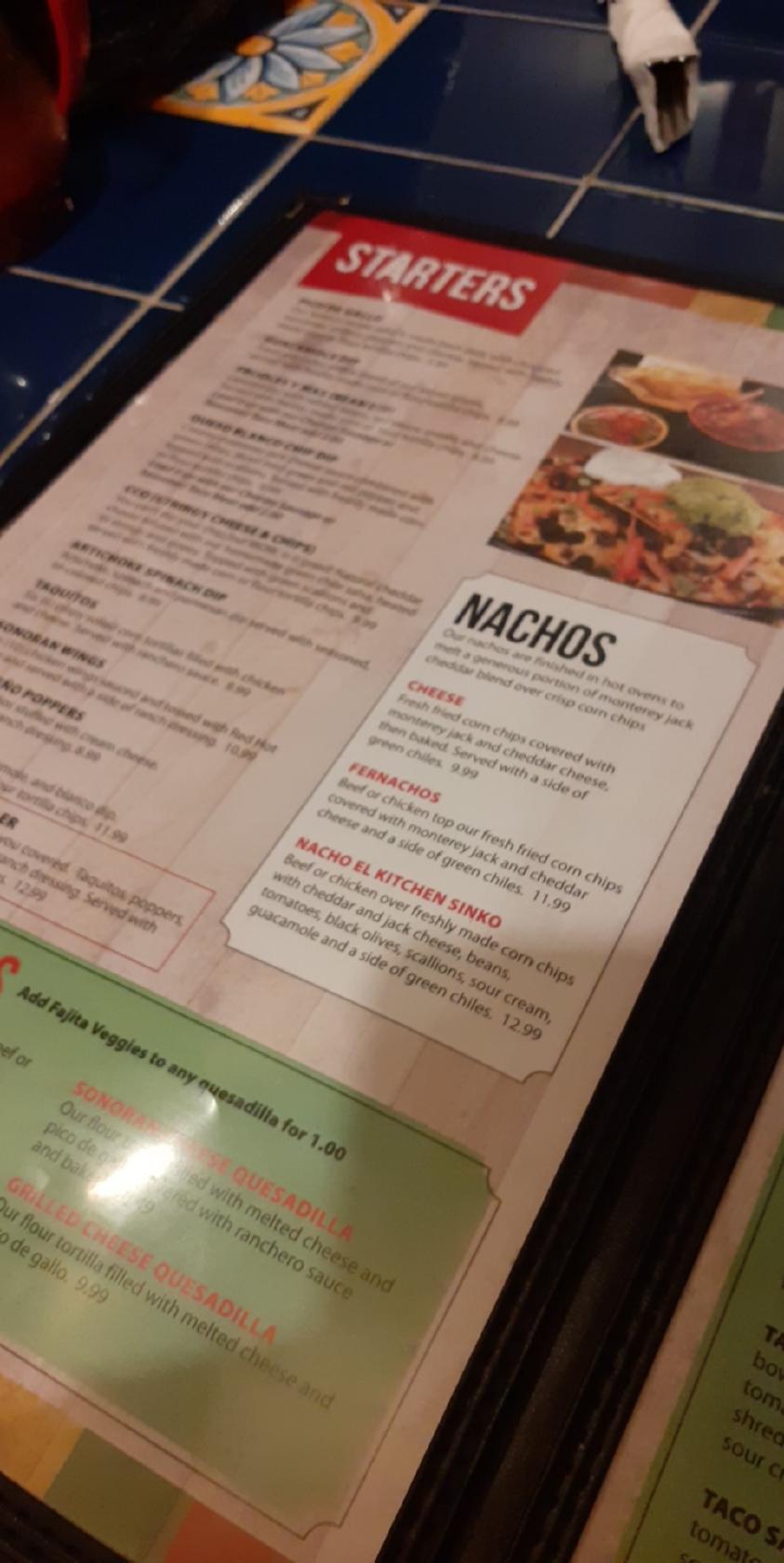 Menu at Fernando's restaurant, Omaha, 380 N 114th St